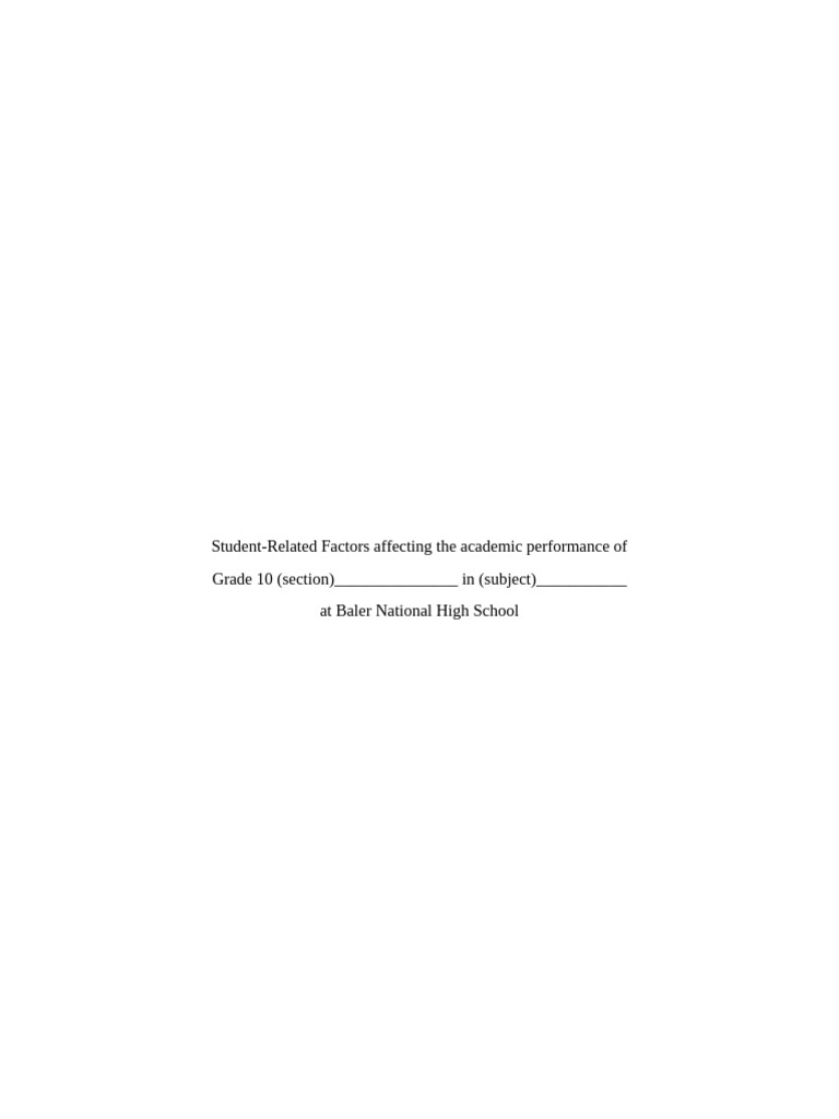 Basic Parts of The Research | PDF | School Psychology | Stress (Biology)