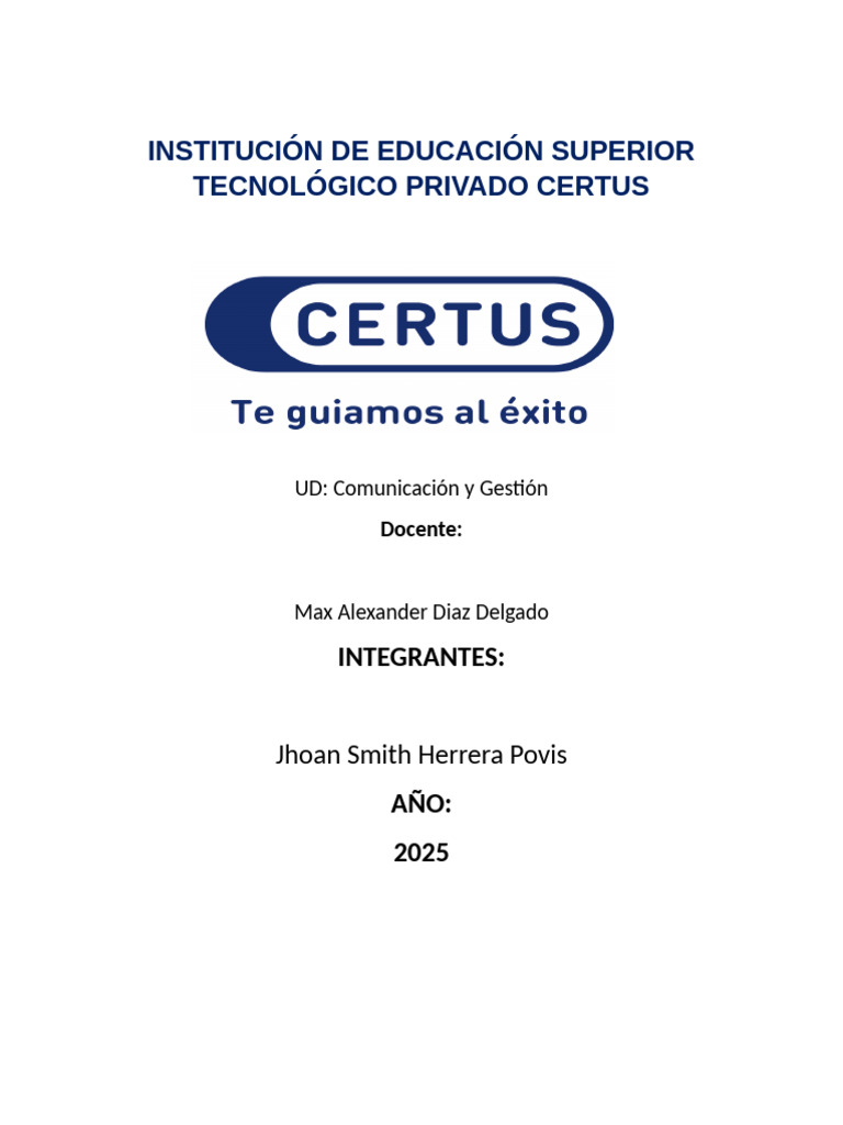 Institución de Educación Superior Tecnológico Privado Certus | PDF | Comunicación | Comunicación ...