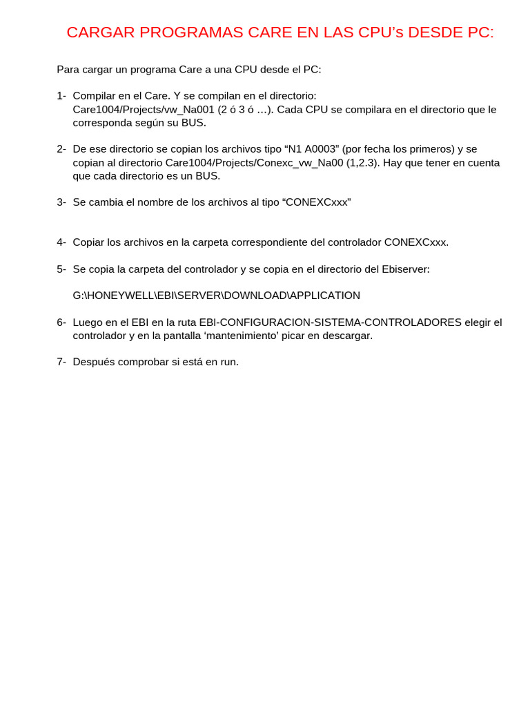 Cargar Programas CARE en Las CPUs Desde PC | PDF
