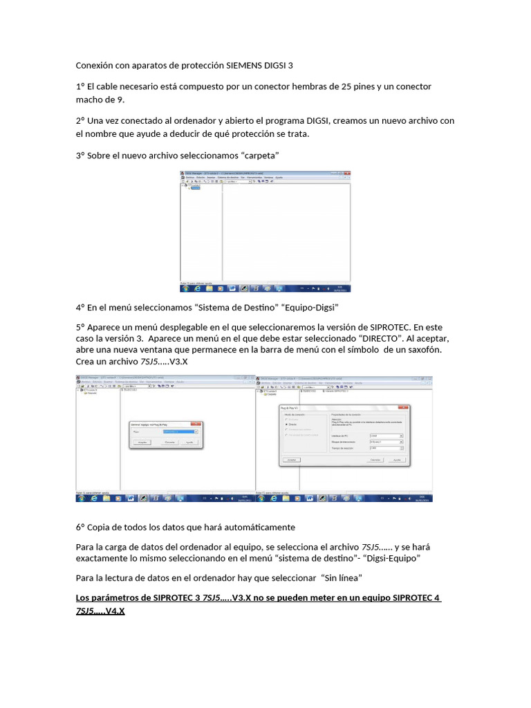 Conexión Con Aparatos de Protección SIEMENS DIGSI 3 | PDF