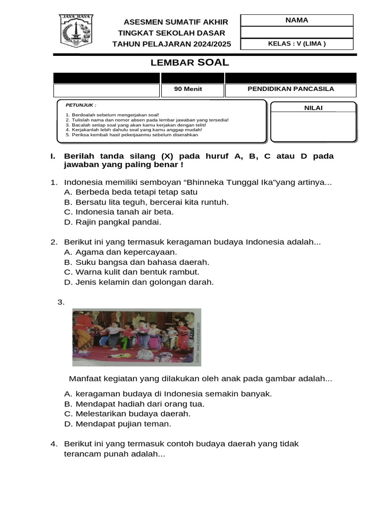 Asesmen Sumatif Akhir - Pancasila 2025 | PDF