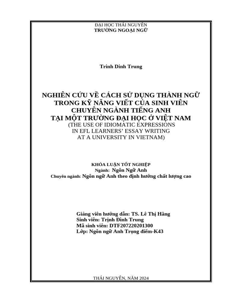 20. TRỊNH ĐÌNH TRUNG-final | PDF | Idiom | Semantics