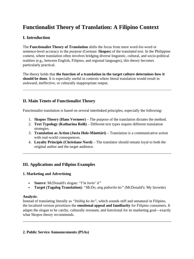 Functionalist Theory | PDF | Translations | Multilingualism