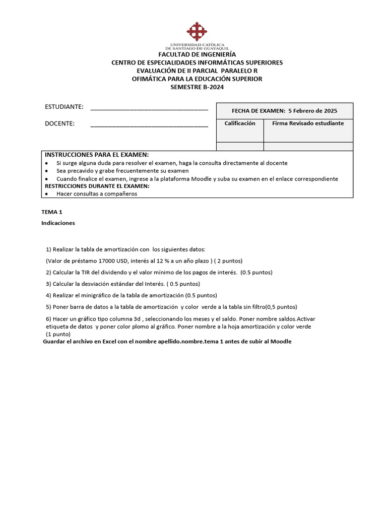 Examen de Ii Parcial Materia de Ofimática - Paralelo R | PDF | Moodle