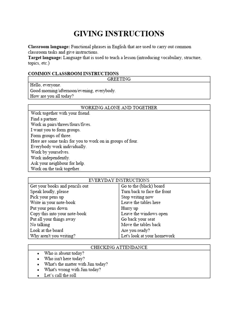 Giving Instructions | PDF