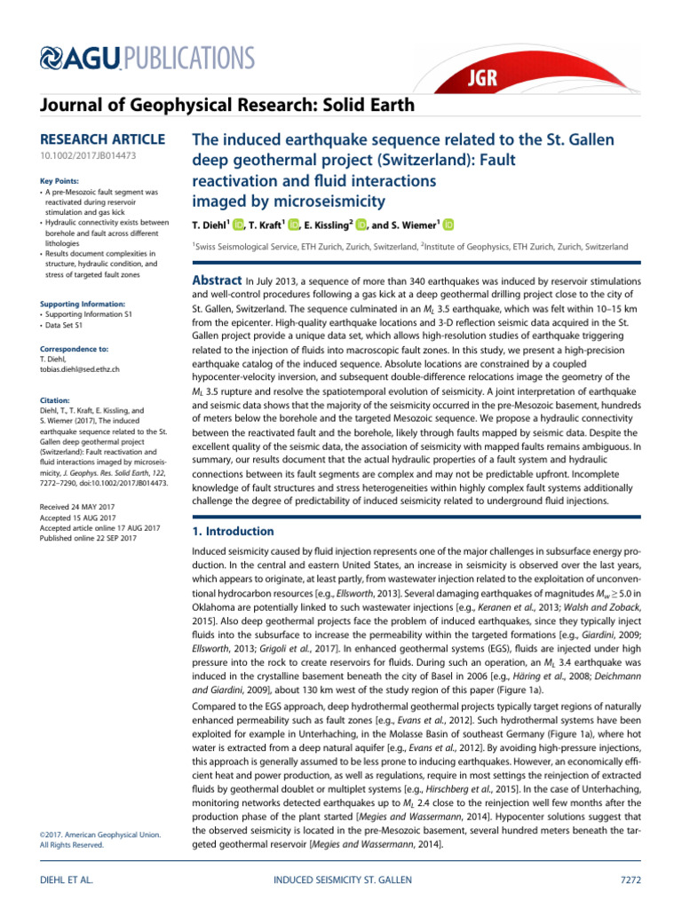 JGR Solid Earth - 2017 - Diehl - The Induced Earthquake Sequence ...