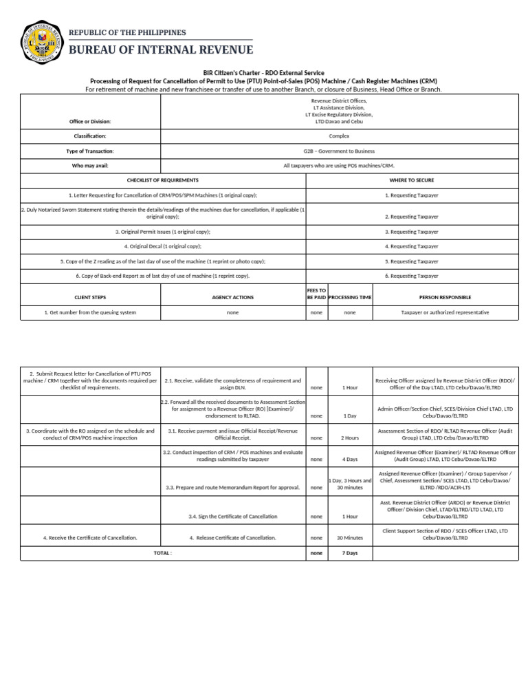 Revised Requirements For Cancellation of Pos | PDF | Payments