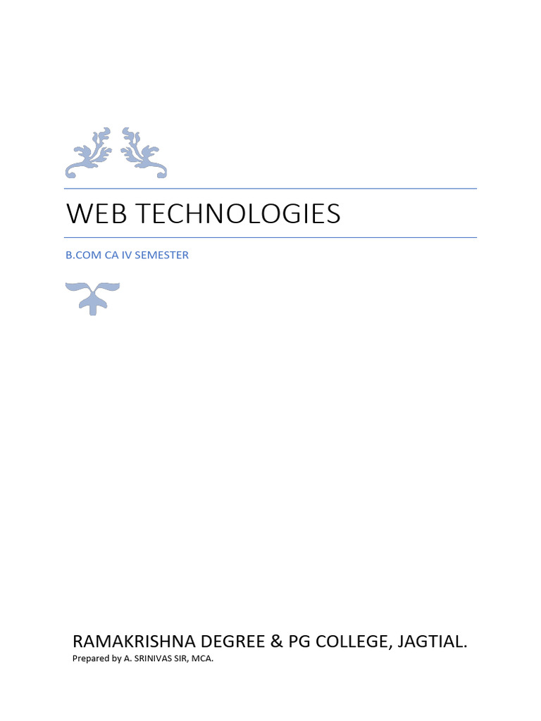 Web Technologies-Bcom CA IV Sem | PDF | Html | Html Element
