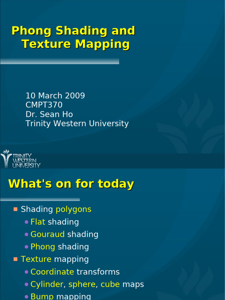 Phong Shader and Texture Mapping | PDF | Shader | Texture Mapping