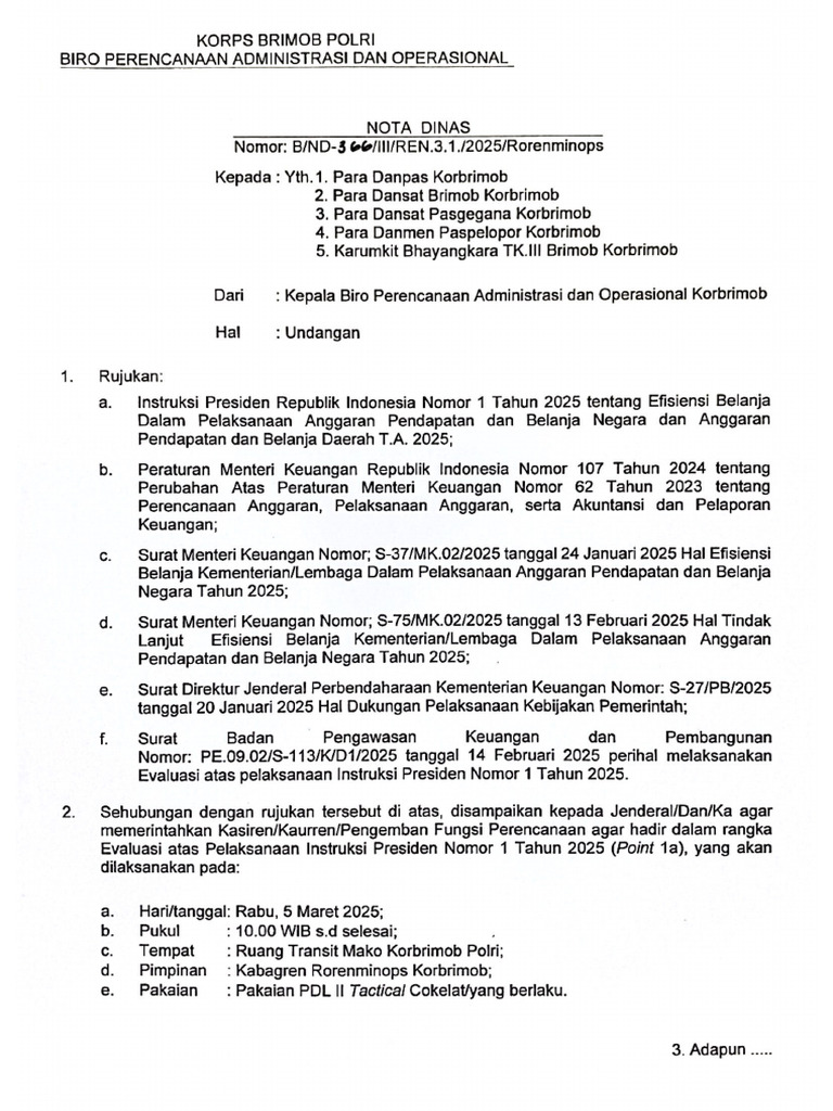 Undangan Evaluasi Atas Pelaksanaan Instr | PDF