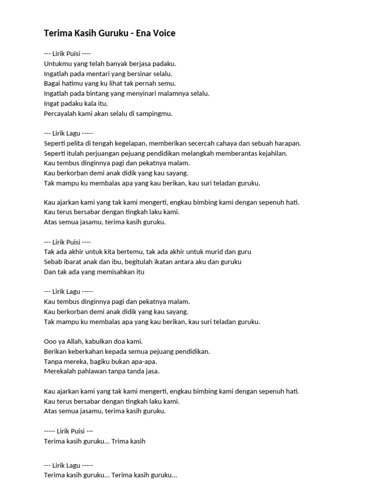 Terima Kasih Guruku | PDF