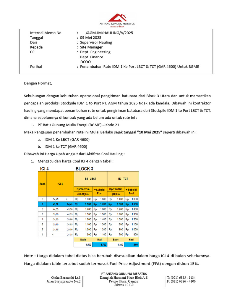 24. IM - Penambahan Rute IDM 1 Ke PORT LBCT & TCT (GAR 4600) untuk BGME - Mei 2025_signed | PDF