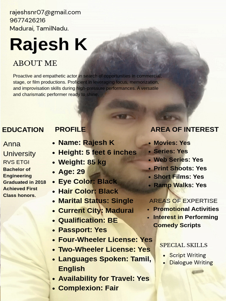 Rajesh Actor Cv7 | PDF