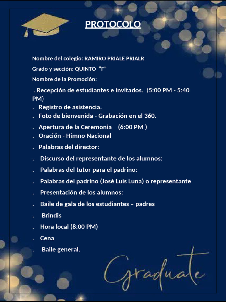 PROTOCOLO Fiestas de Promoción 2024 | PDF