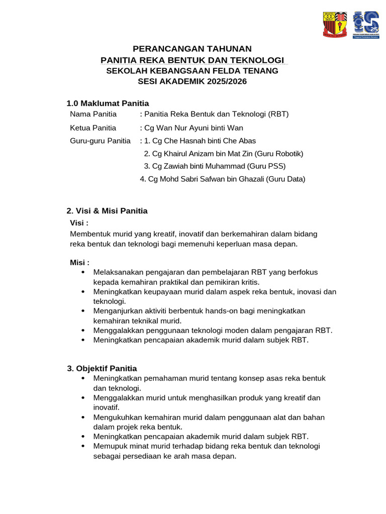 Perancangan-Tahunan-Panitia-RBT | PDF