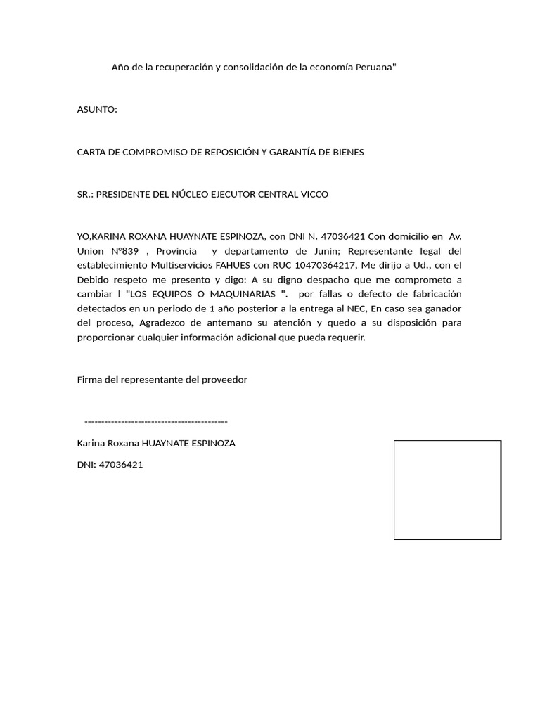 Carta Reposcion Roxana | PDF