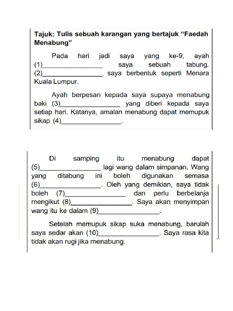 Karangan FAEDAH MENABUNG | PDF