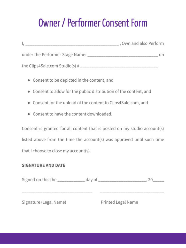 Owner Performer Consent Form | PDF