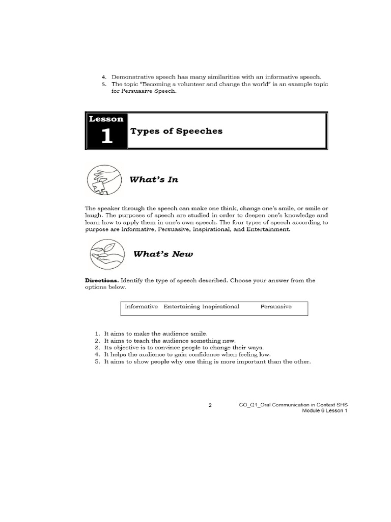 Module in Types of Speech | PDF