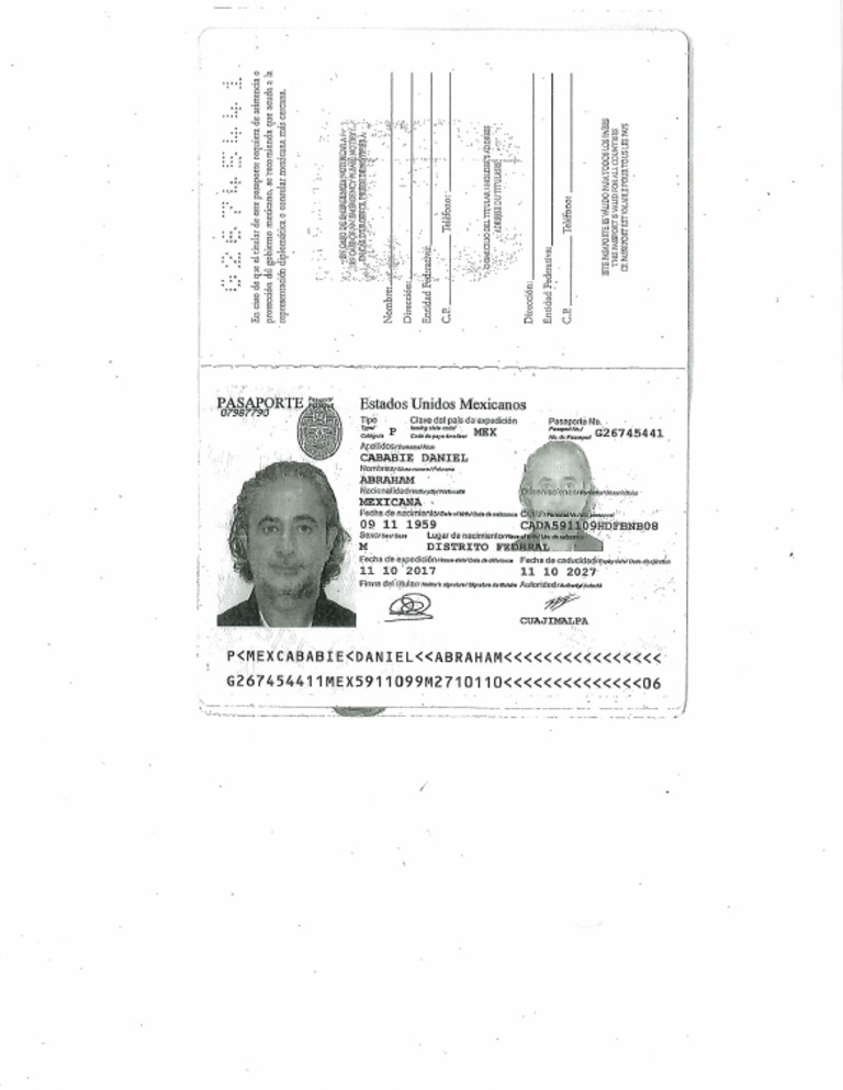 Abraham Cababie Daniel - Pass. 11-10-27 | PDF