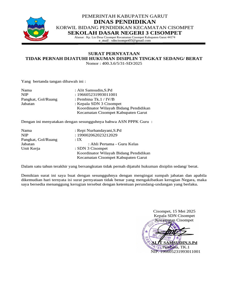 Format Hukdis - Berkala Guru - Repi Nurhandayani | PDF