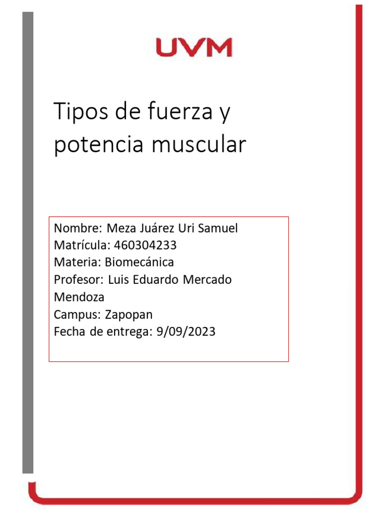 Practica 5 Tipos de Fuerza y Potencia Muscular | PDF | Aptitud física ...