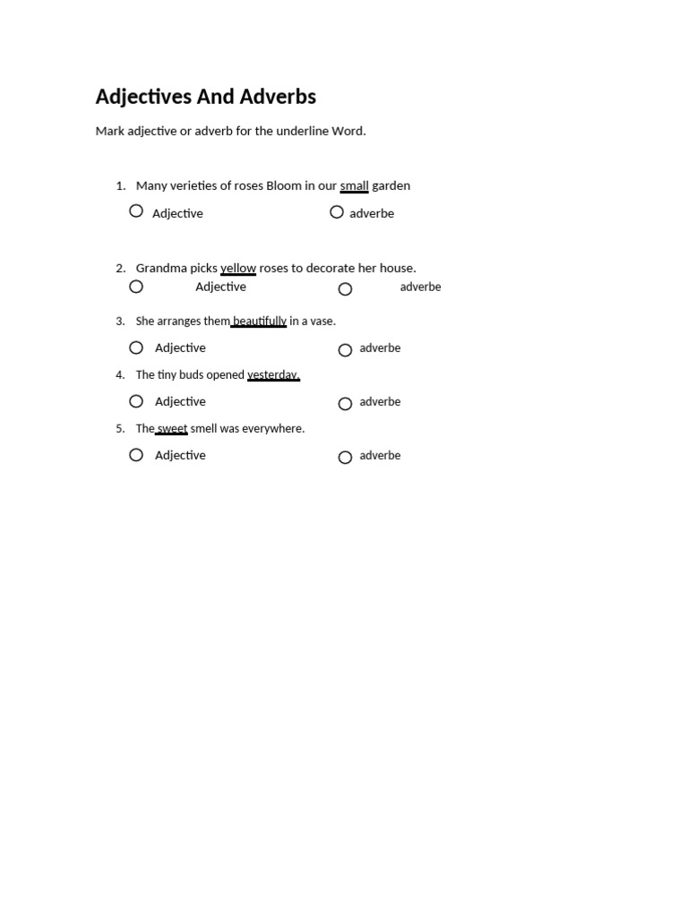 Identifying Adjectives and Adverbs | PDF