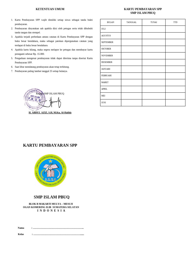 kartu spp sma dan smp | PDF