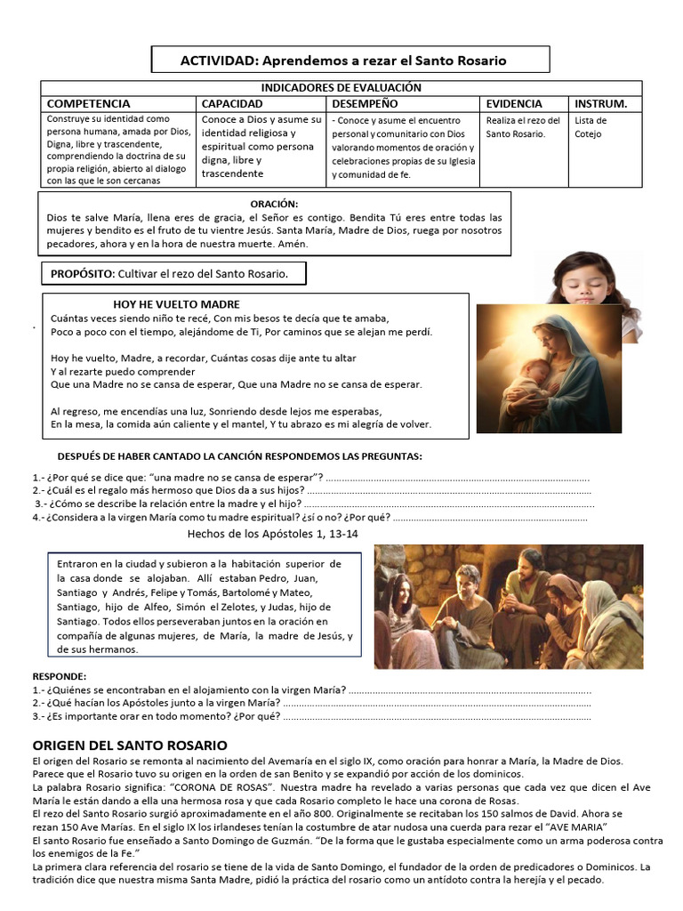 Rezo del Santo Rosario: Origen y Práctica | PDF | Rosario | Oración