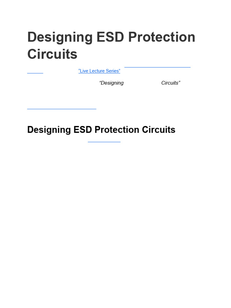 Designing ESD Protection Circuits | PDF | Capacitor | Electrostatic ...