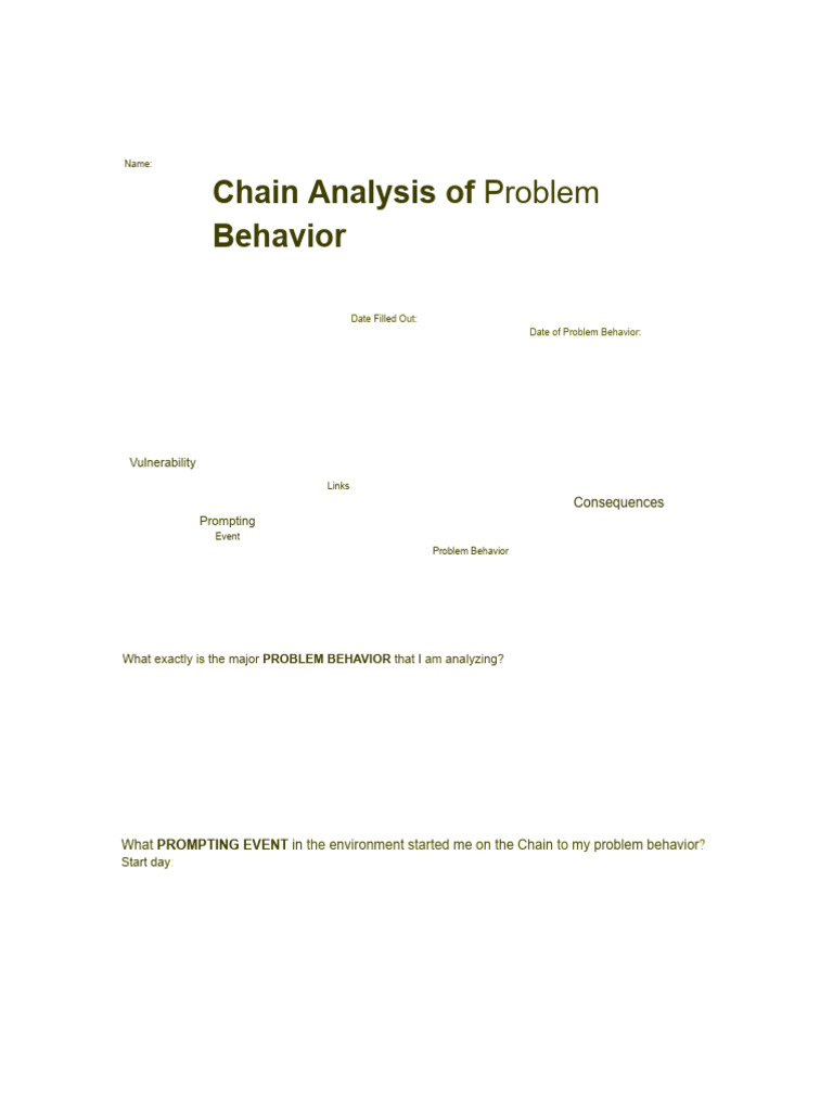 Chain Analysis of Problem Behavior | PDF | Feeling | Emotions