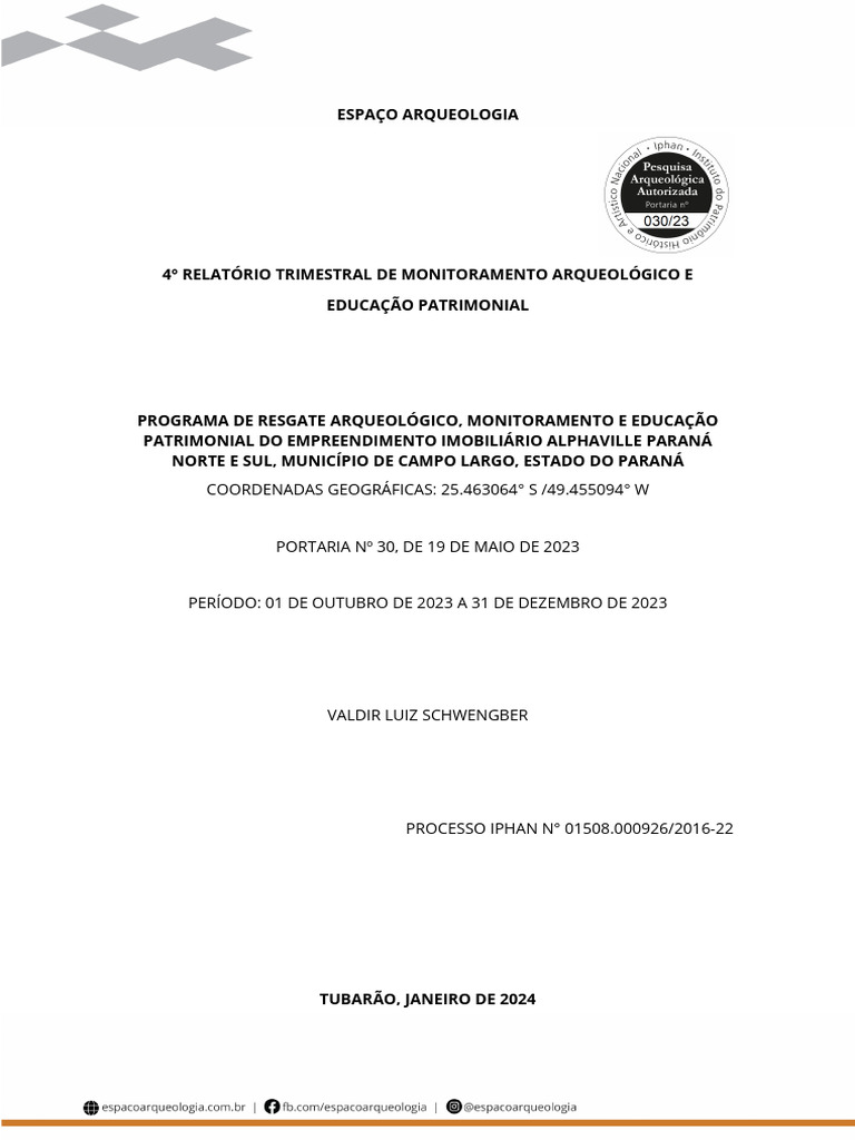 Monit. Arqueologico Educ. Patrimonial Trimestral 4 | PDF | Bacia sedimentar | Geociências