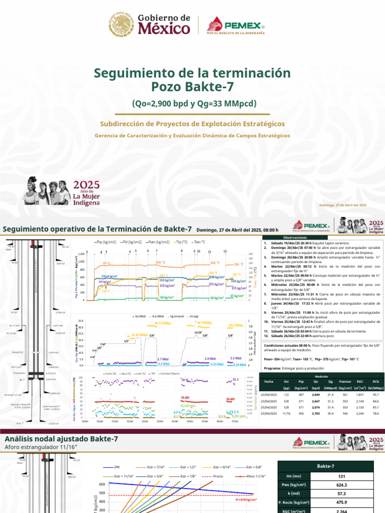 Seguimiento Pozo Bakte-7: Producción y Medición | PDF