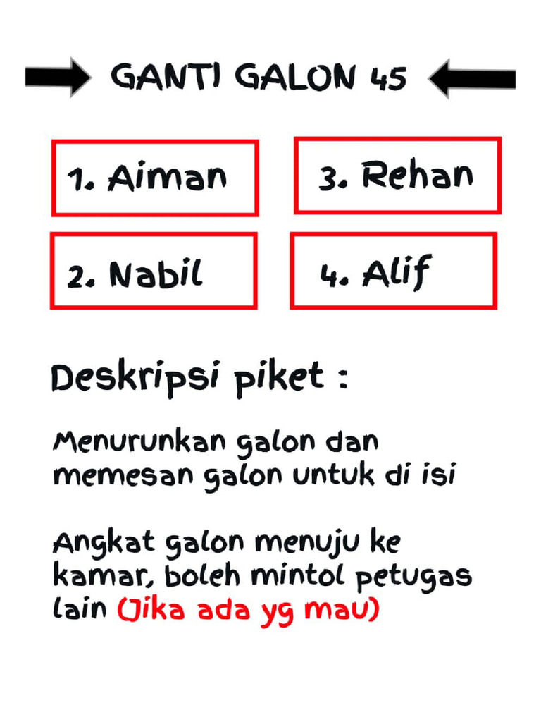 Jadwal Piket Galon | PDF