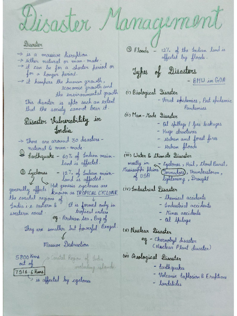 Disaster Management Notes | PDF
