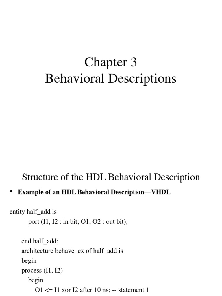 HDL Behavioral Descriptions and Sequential Statements | PDF | Vhdl ...