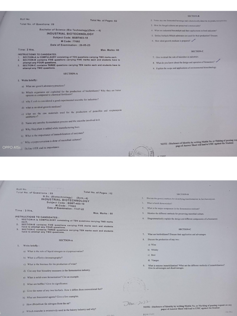 Previous Year Question Papers | PDF