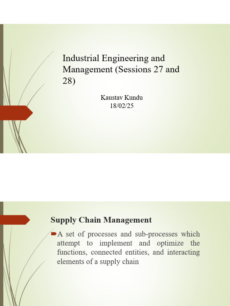 27 and 28 - Supply Chain Management | PDF | Logistics | Supply Chain