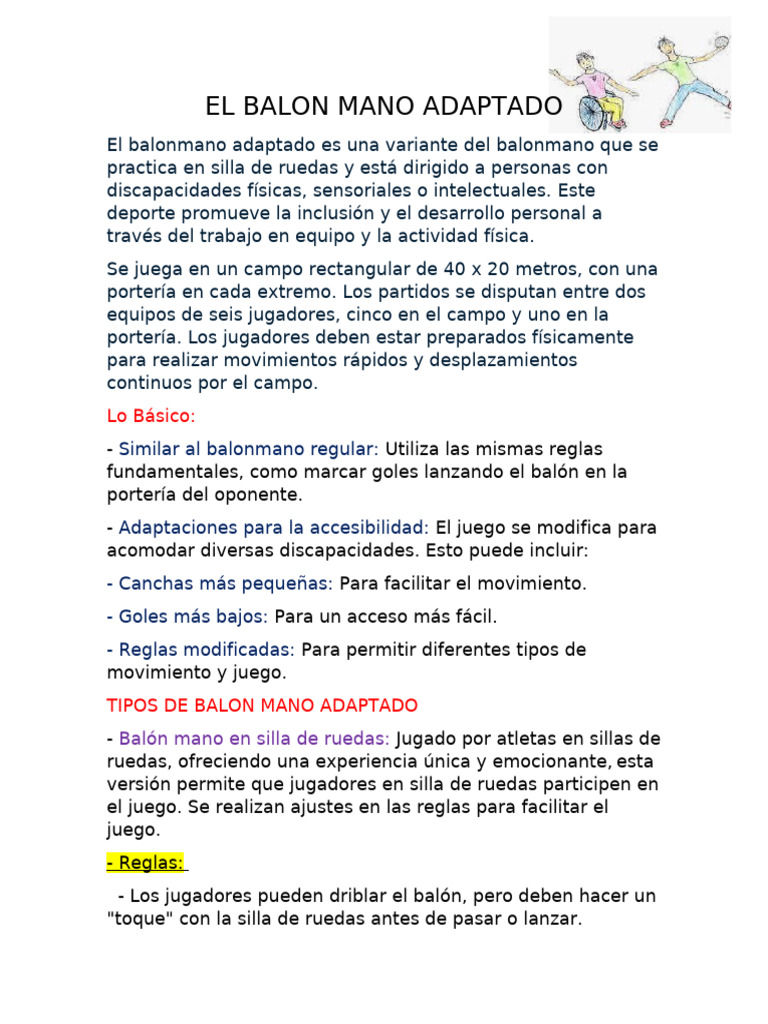 El Balon Mano Adaptado | PDF | Invalidez