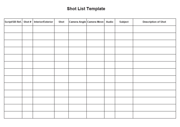 Shot List Template | PDF