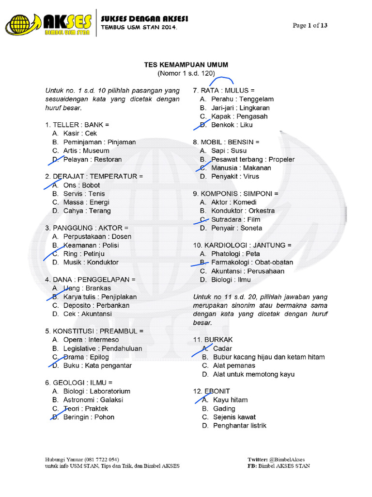 Latihan USM STAN 2014 00 | PDF