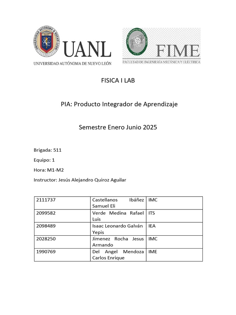 Fisica I Lab | PDF | Cinemática | Ingeniería mecánica