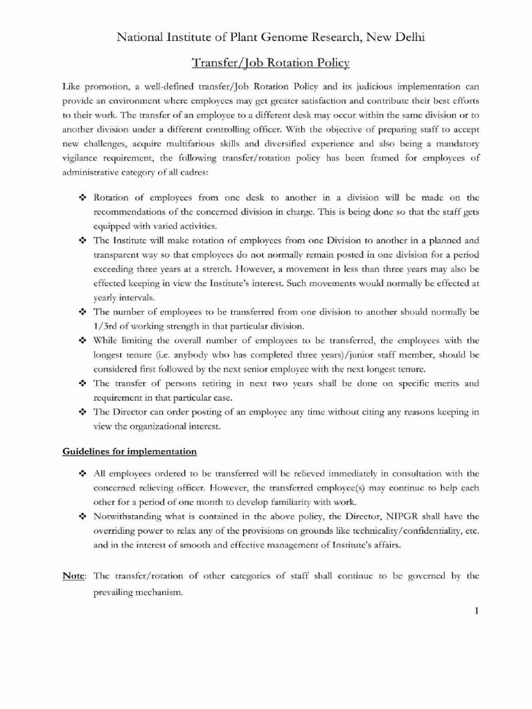 NIPGR TransferJob Rotation Policy | PDF
