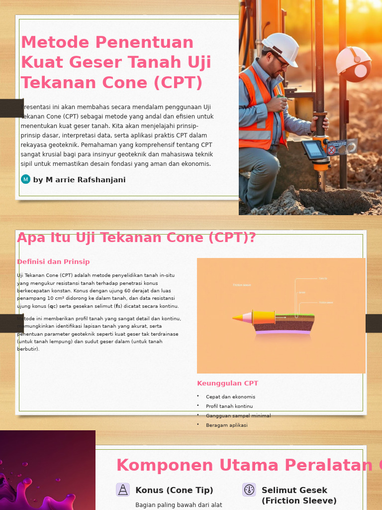 Metode Penentuan Kuat Geser Tanah Uji Tekanan Cone CPT | PDF