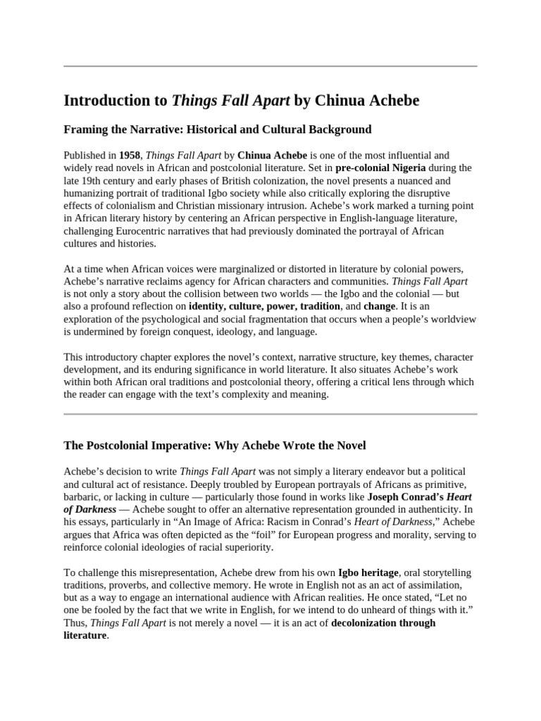 Introduction to Achebe's Things Fall Apart | PDF