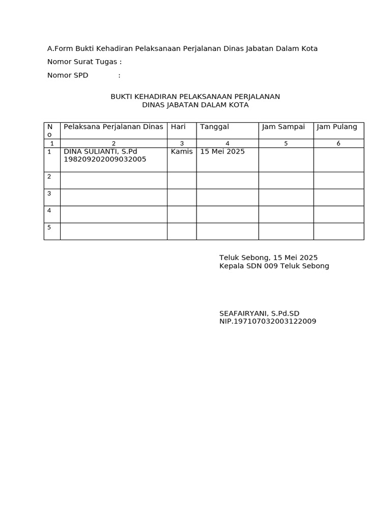 Bukti Kehadiran 15 Mei | PDF