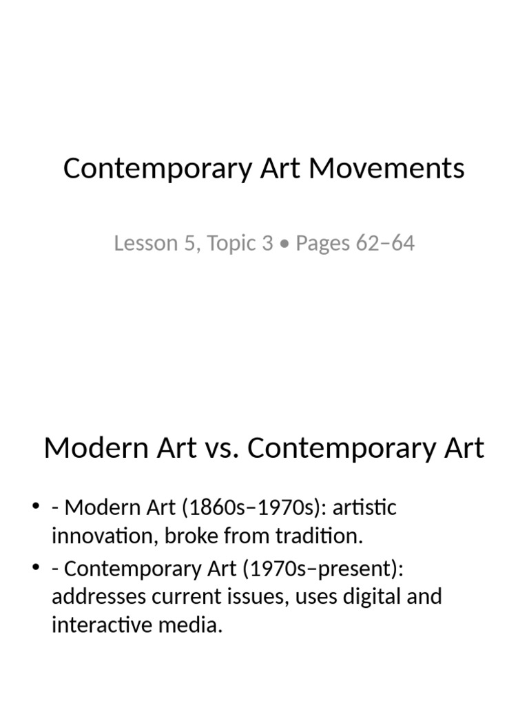 Contemporary Art Movements Presentation | PDF