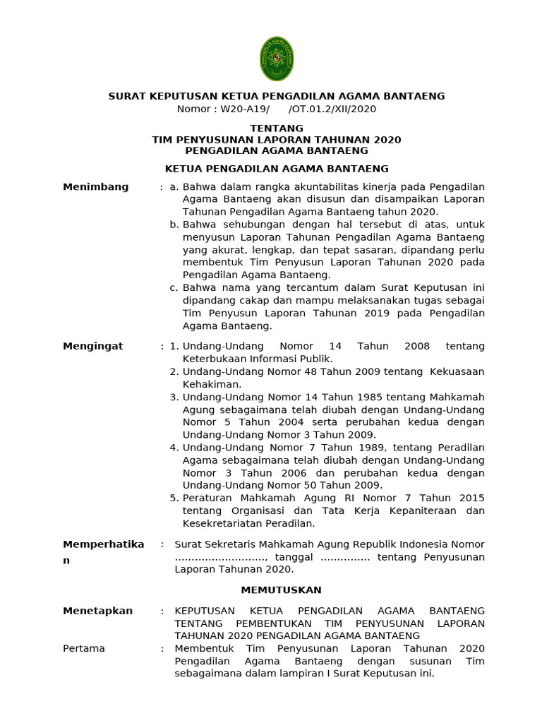 SK. Tim Penyusunan Laptah | PDF