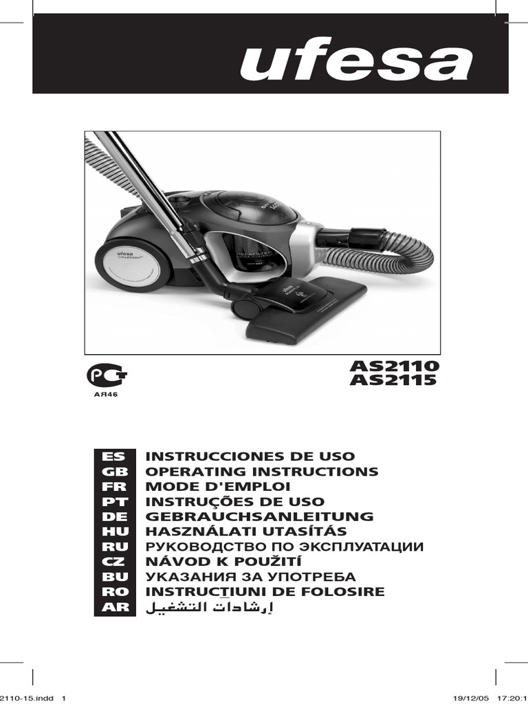 Ufesa AS2115 User Manual | PDF | Aspiradora | Equipo