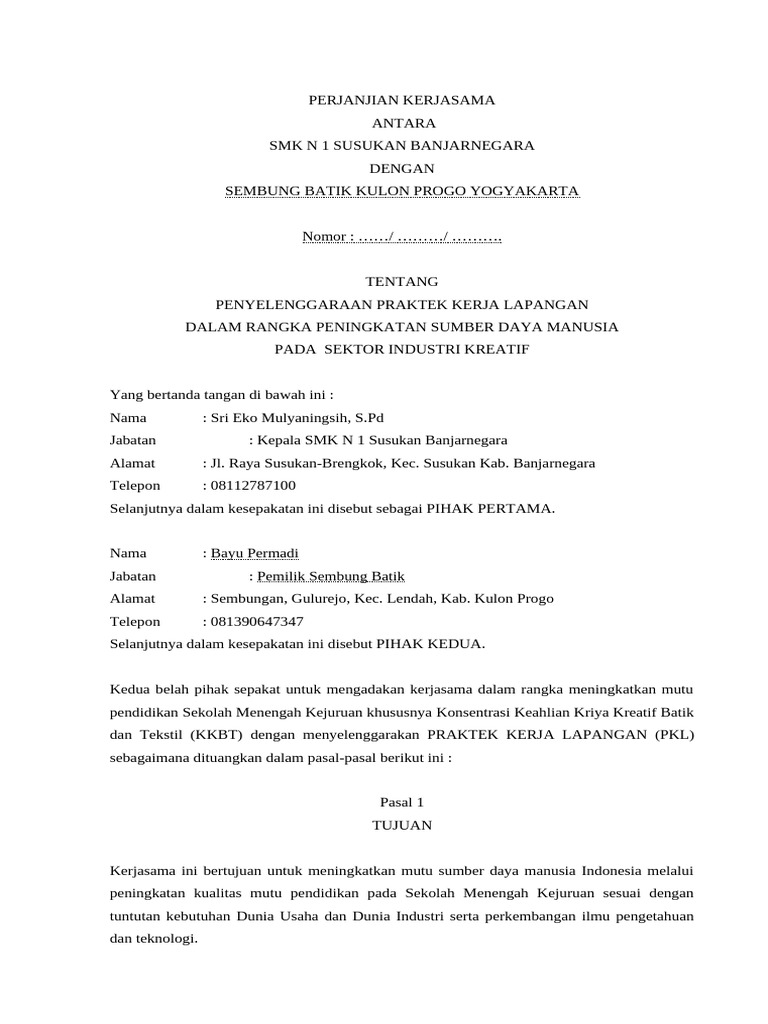 Perjanjian - Kerjasama Mou 42 | PDF